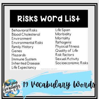 Health Vocabulary Word Wall | Health Risks Unit | Made By Teachers