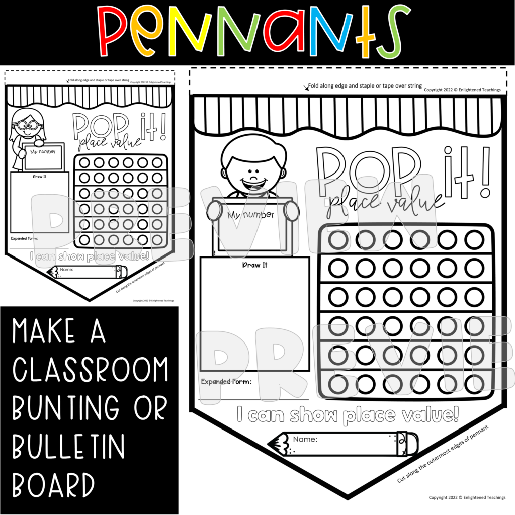 POP IT | Bubble POP Place Value Math Center & Pennants | Made By Teachers