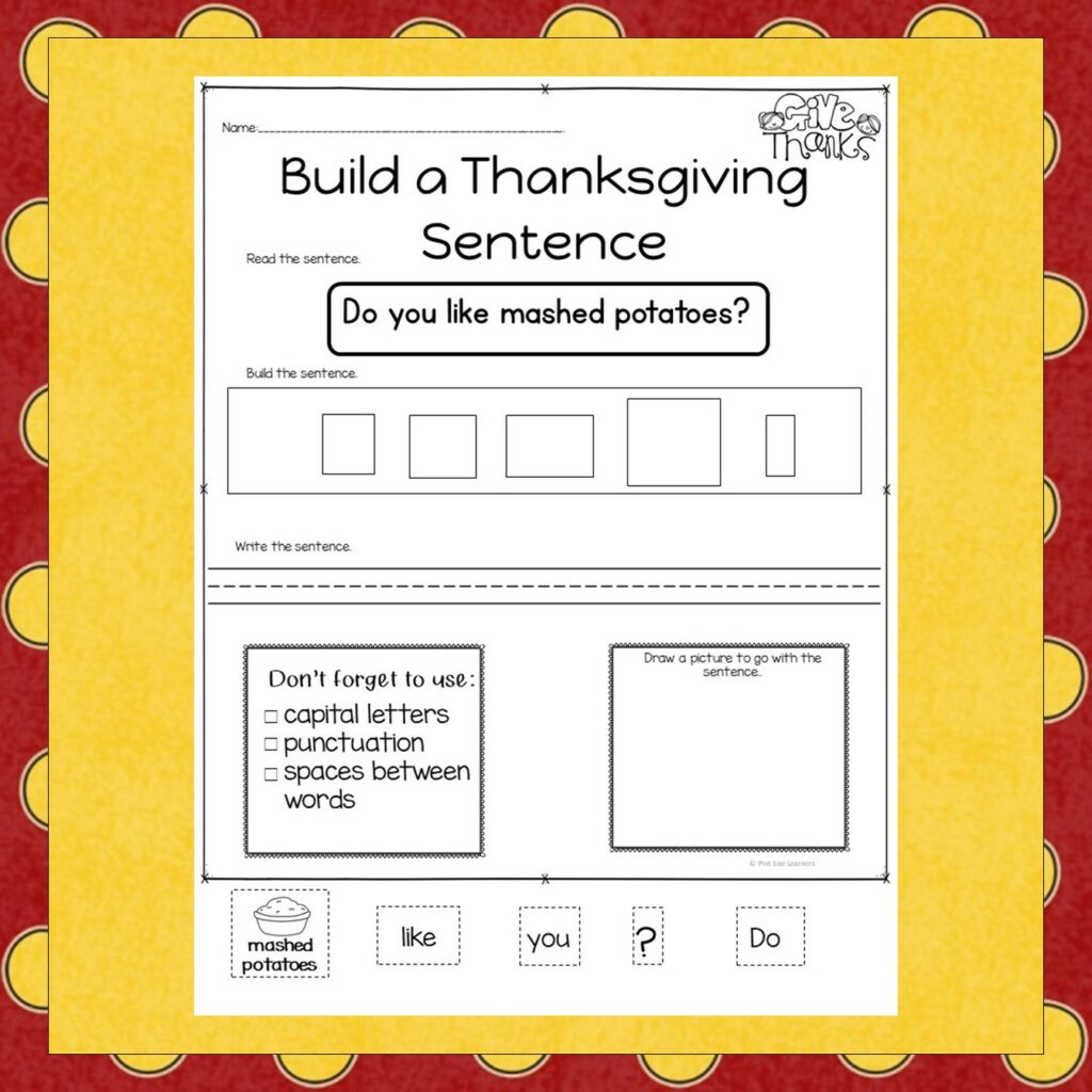 Scrambled Sentences | Building Sentences | November | Thanksgiving ...