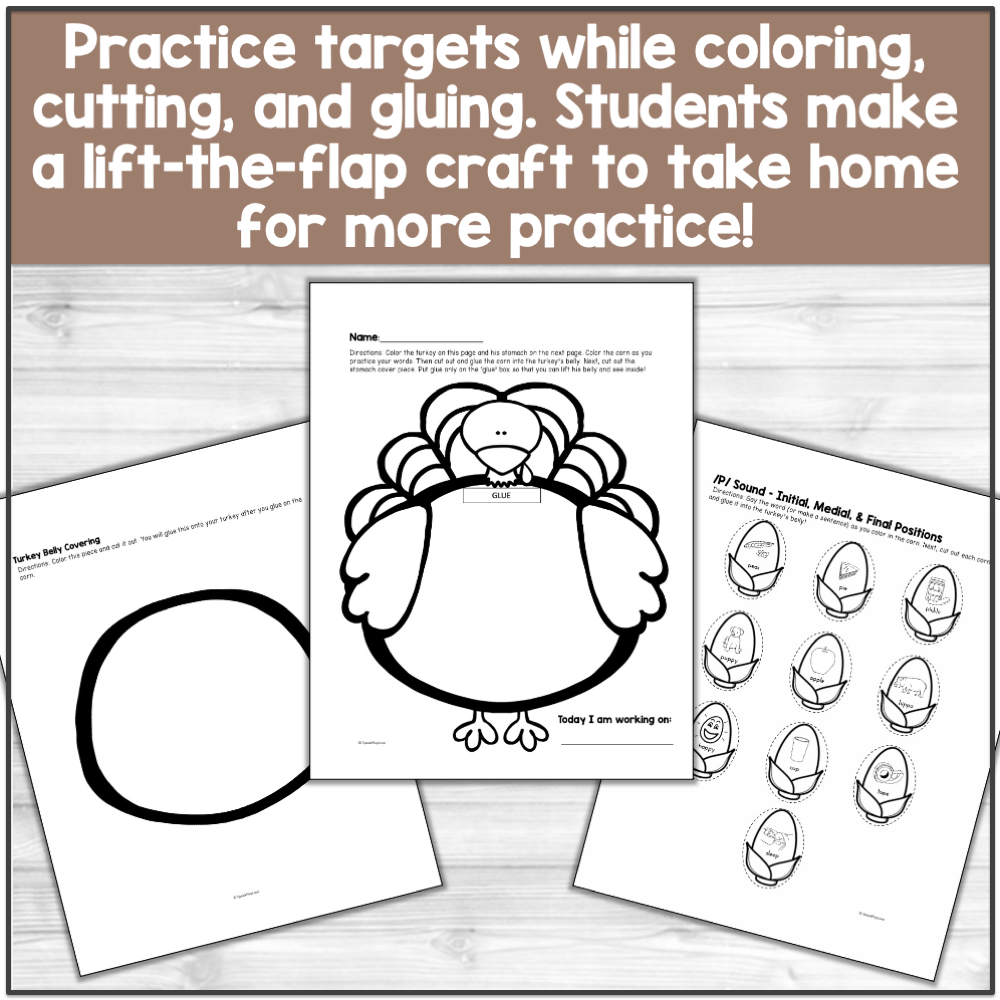 Thanksgiving Speech Therapy Craft - Articulation and Language Activity ...