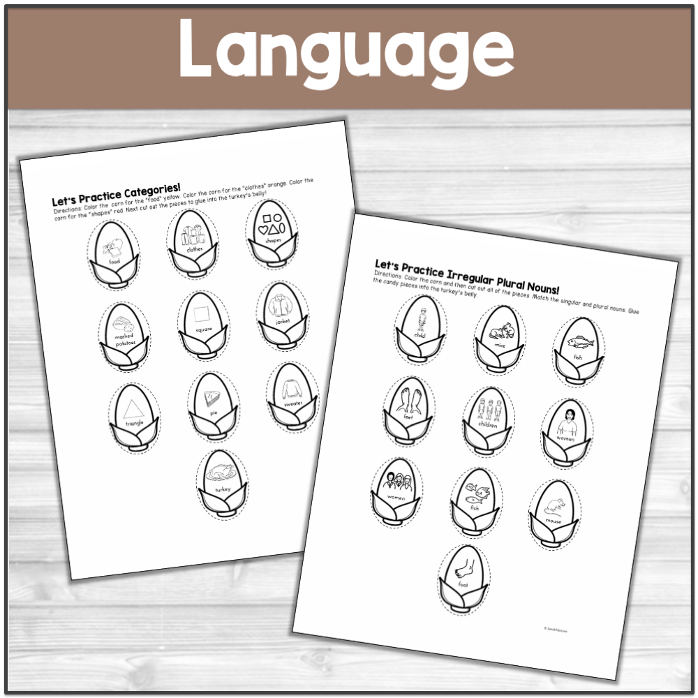 Thanksgiving Speech Therapy Craft - Articulation and Language Activity ...