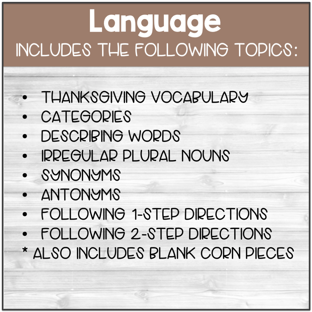 Thanksgiving Speech Therapy Craft - Articulation and Language Activity ...