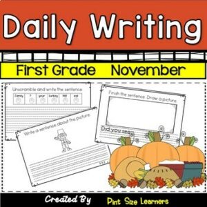November Writing Prompts for 1st Grade | November Daily Writing Journal ...