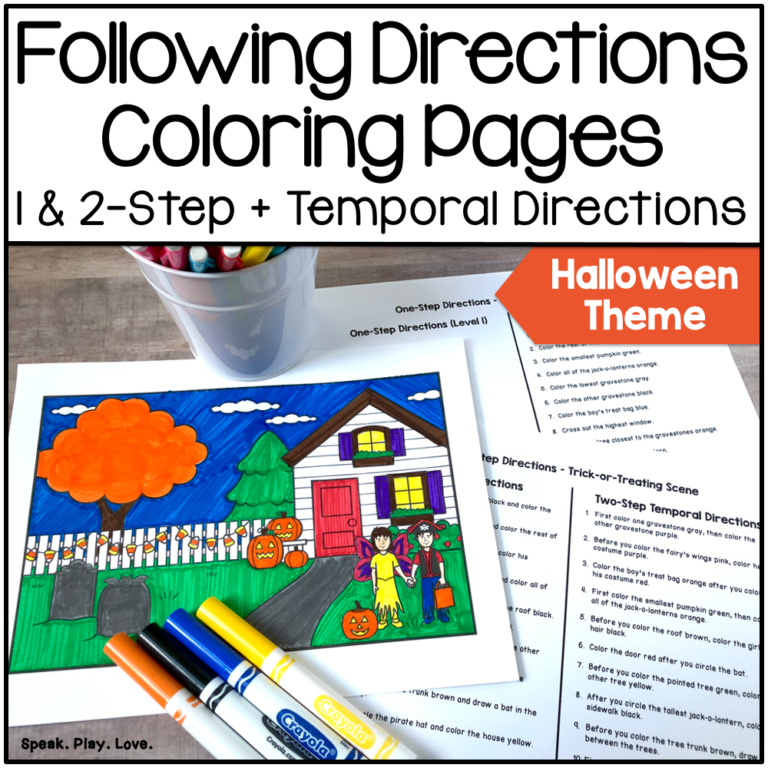Halloween Following Directions Coloring Sheets 1 & 2 Step Directions ...