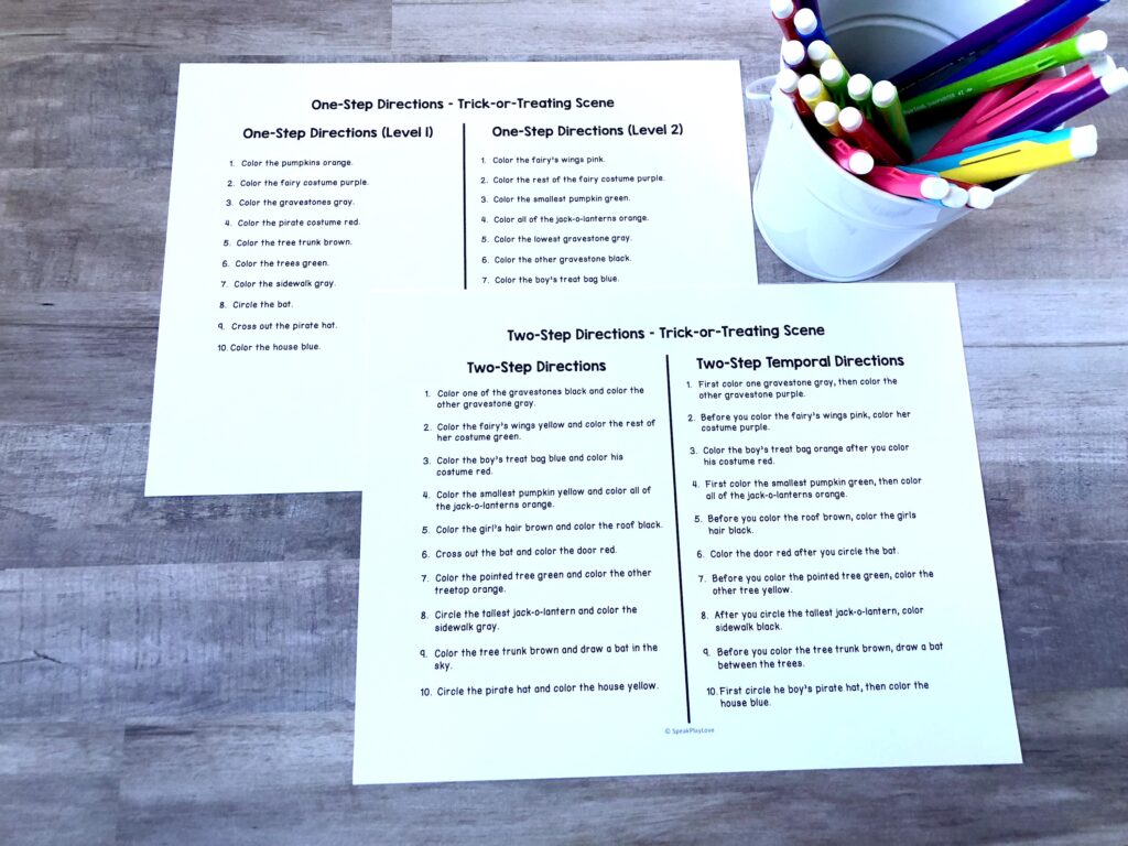 Halloween Following Directions Coloring Sheets 1 & 2 Step Directions ...