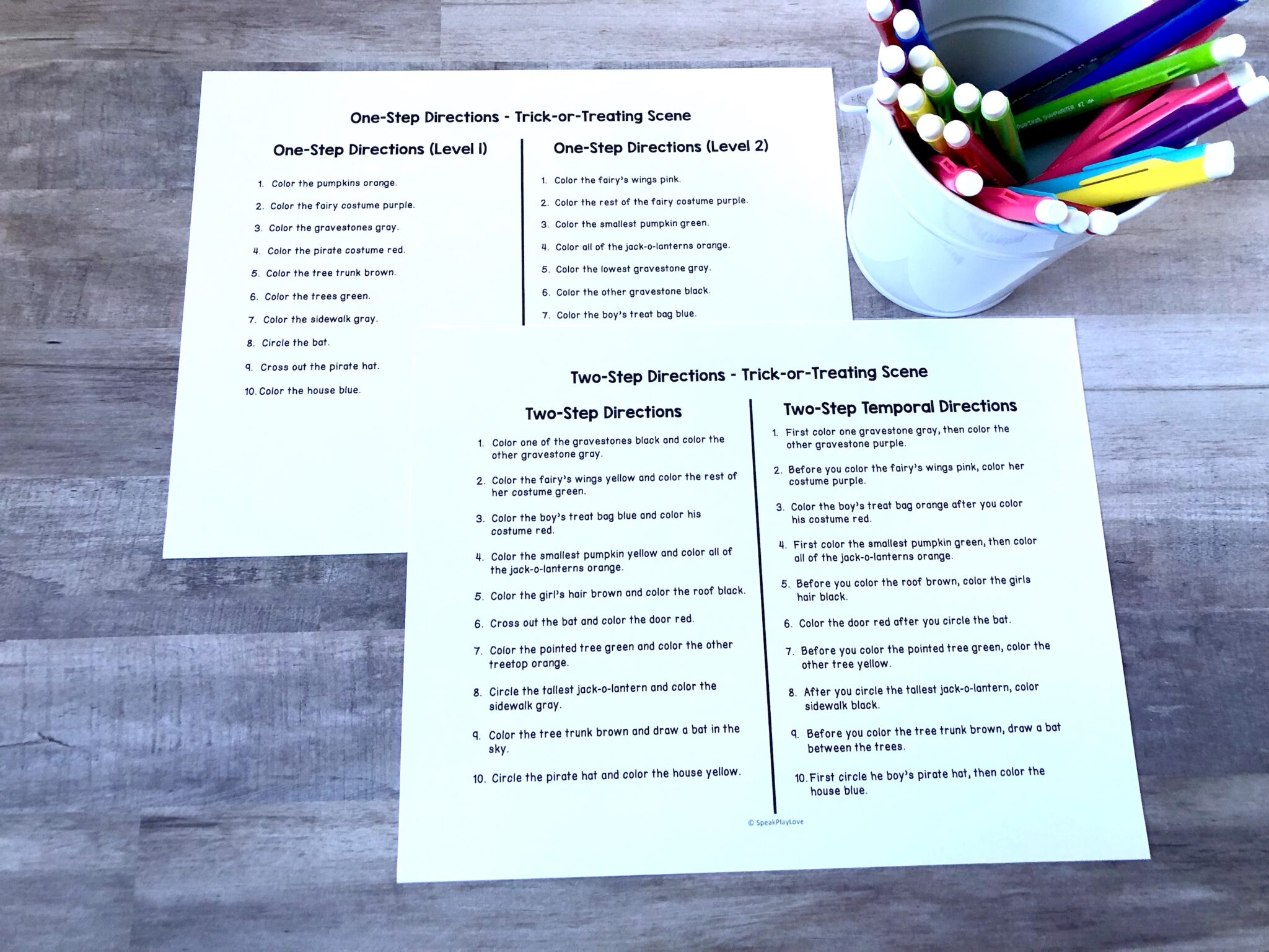 Halloween Following Directions Coloring Sheets 1 & 2 Step Directions ...