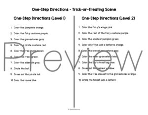 Halloween Following Directions Coloring Sheets 1 & 2 Step Directions ...