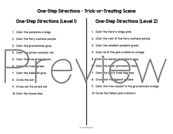 Halloween Following Directions Coloring Sheets 1 & 2 Step Directions ...