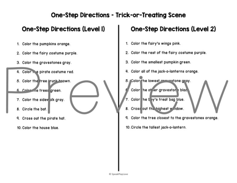 Halloween Following Directions Coloring Sheets 1 & 2 Step Directions ...