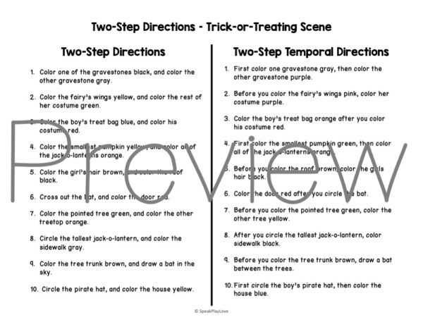 Halloween Following Directions Coloring Sheets 1 & 2 Step Directions ...