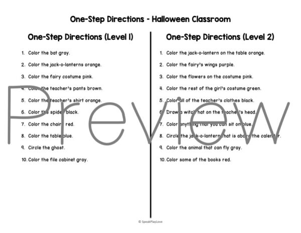 Halloween Following Directions Coloring Sheets 1 & 2 Step Directions ...