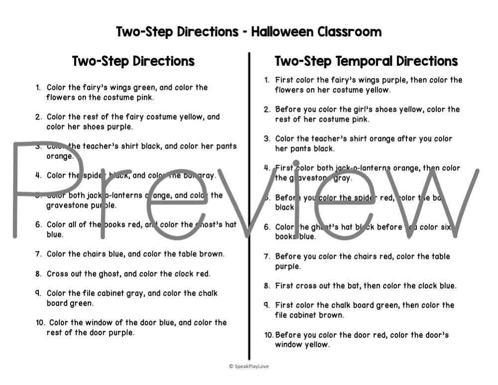 Halloween Following Directions Coloring Sheets 1 & 2 Step Directions ...