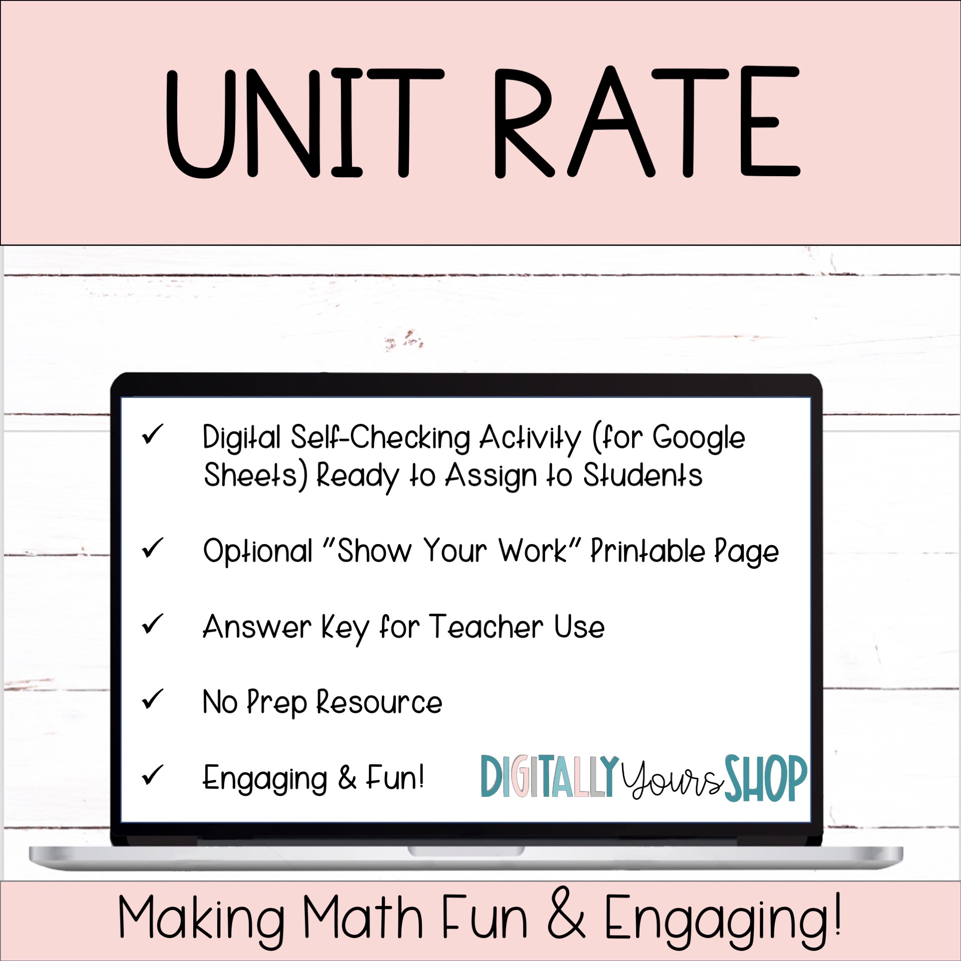 Unit Rate Digital Self-Checking Activity | Made By Teachers