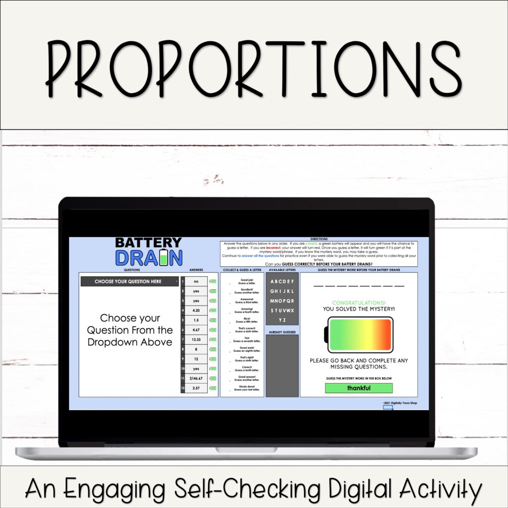 Proportions Self-Checking Digital Activity - Made By Teachers