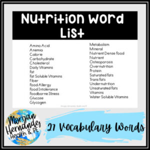 Health Vocabulary Word Wall | Nutrition Unit - Made By Teachers