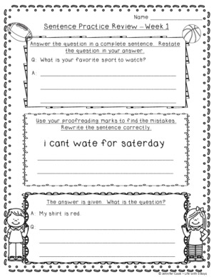 Writing Sentence Practice Spiral Review | Made By Teachers