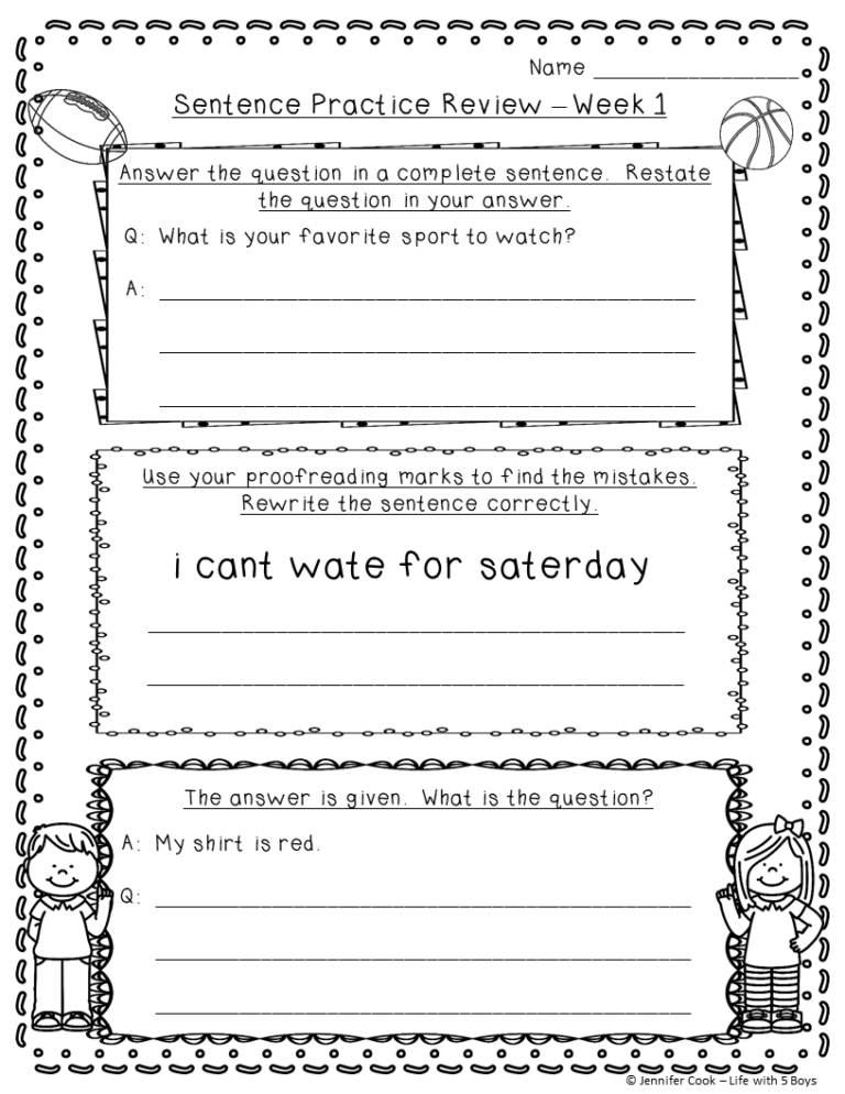 Writing Sentence Practice Spiral Review | Made By Teachers