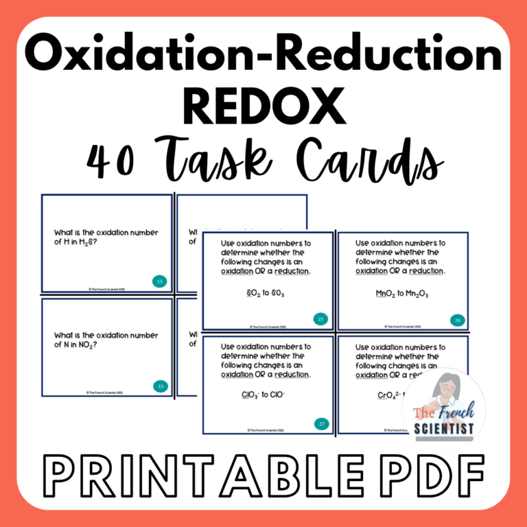 CHEMISTRY REDOX Oxidation & Reduction - 40 Task Cards Activity ...