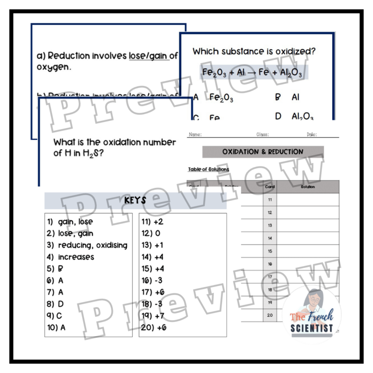CHEMISTRY REDOX Oxidation & Reduction - 40 Task Cards Activity ...