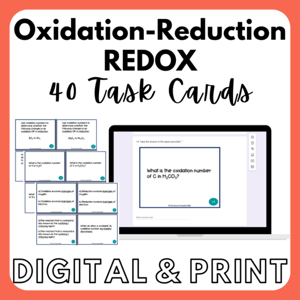 CHEMISTRY REDOX Oxidation & Reduction - 40 Task Cards Review Activity ...