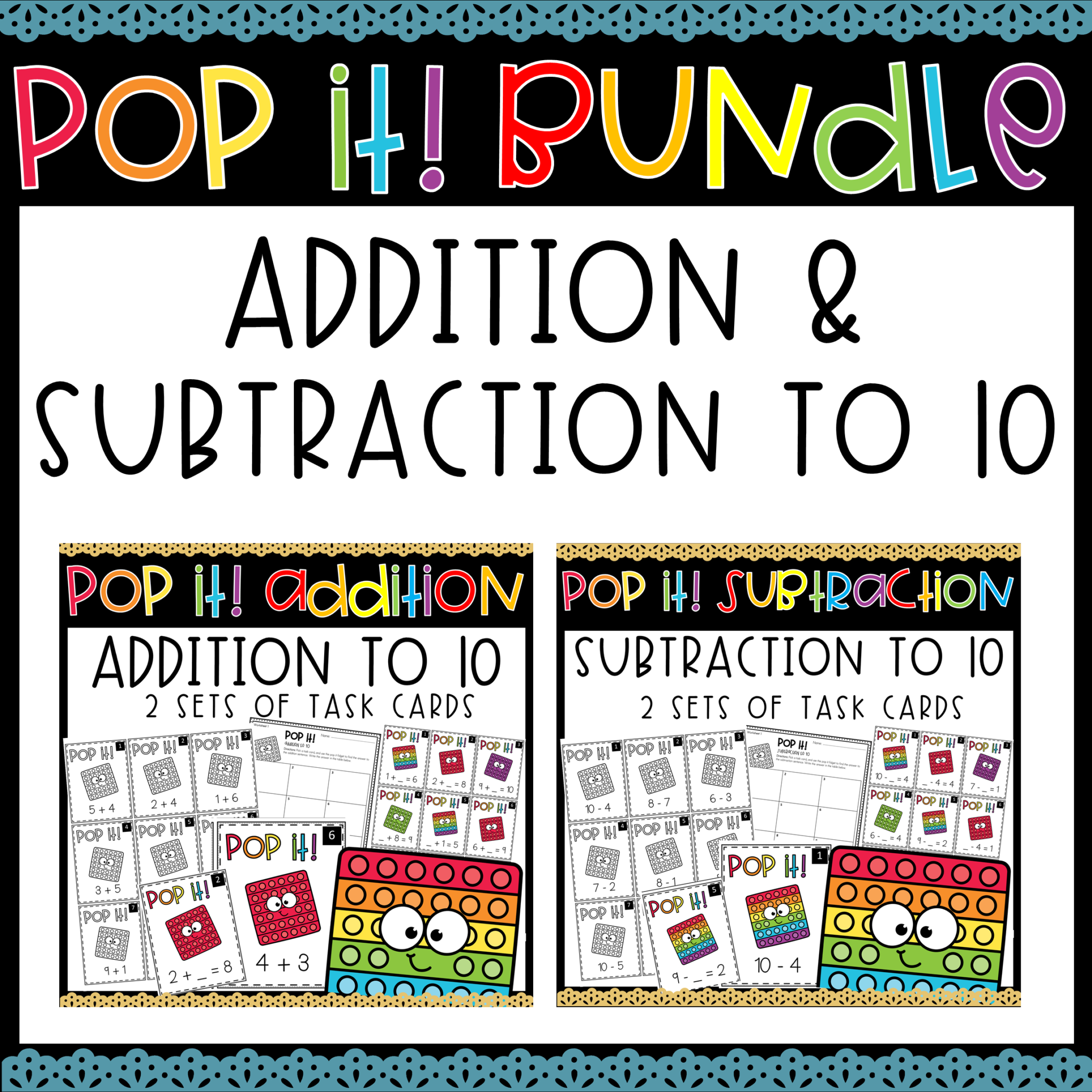 POP IT Addition and Subtraction to 10 Bubble POP Fidget Popper BUNDLE ...