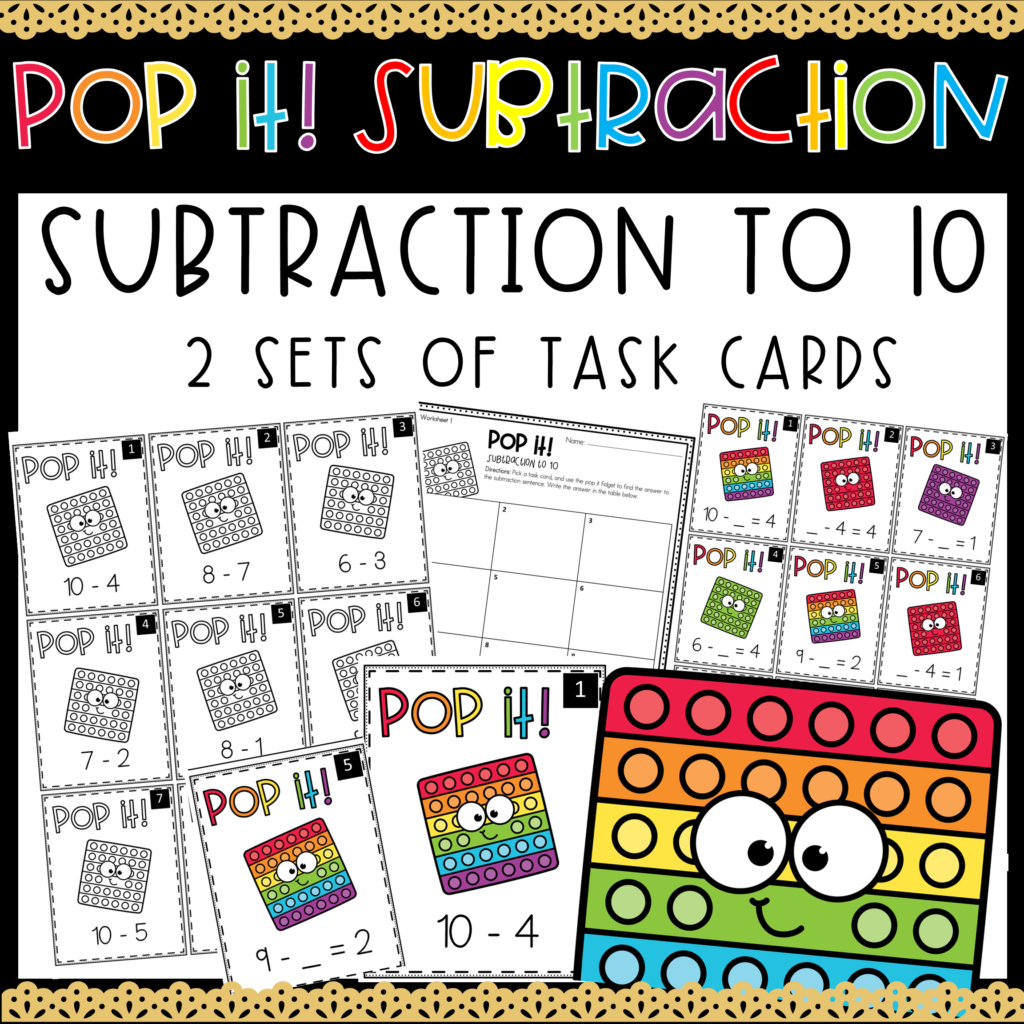 POP IT Addition and Subtraction to 10 Bubble POP Fidget Popper BUNDLE ...