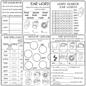 EAR Sound Worksheets - Made By Teachers