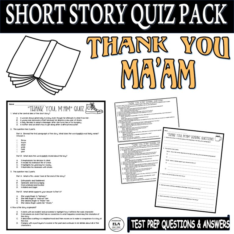 Thank You Ma'am Quiz Langston Hughes Short Stories Reading ...