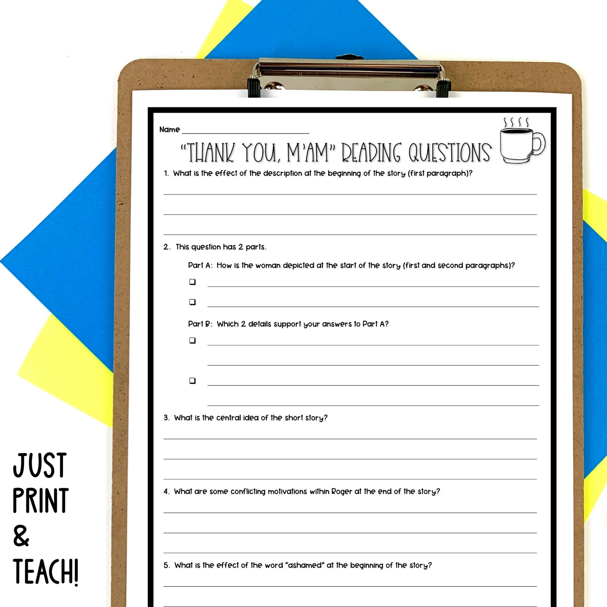 Thank You Ma'am Quiz Langston Hughes Short Stories Reading ...