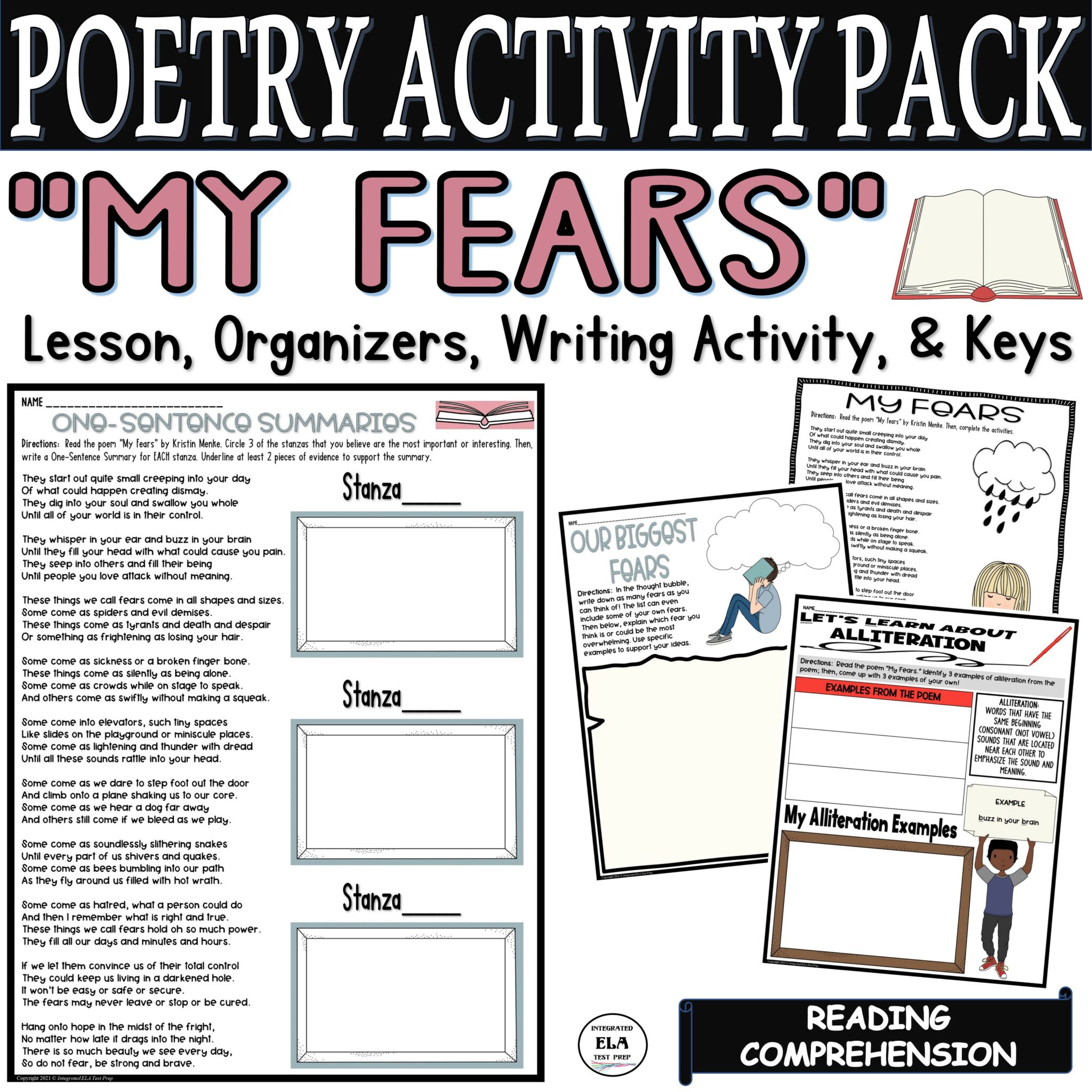 Kid Poetry Activities Worksheets Alliteration Middle School Poem about ...