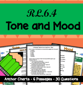 RL.6.4 - Tone and Mood: 6 Passages with 30 Questions! | Made By Teachers