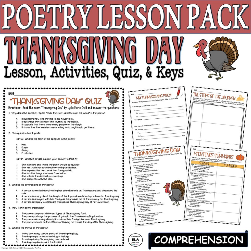 Thanksgiving Day Poetry Quiz Poetry Lesson Quiz Activities - Made By ...