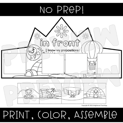 Winter Preposition Crowns Headbands Positional Word Hats - Made By Teachers