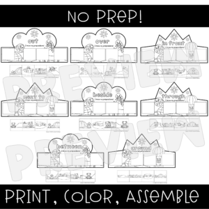 Winter Preposition Crowns Headbands Positional Word Hats - Made By Teachers