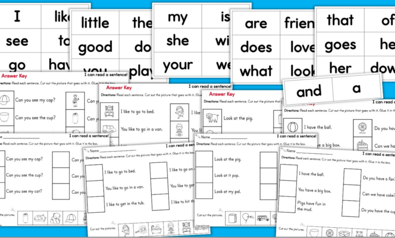 Kindergarten Decodable Sight Word Sentences Worksheets and Centers ...