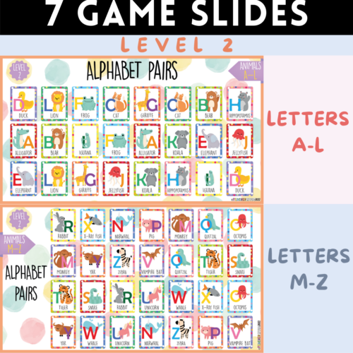 Digital Pairs for PowerPoint | Alphabet A-Z Animals | Cute Interactive ...