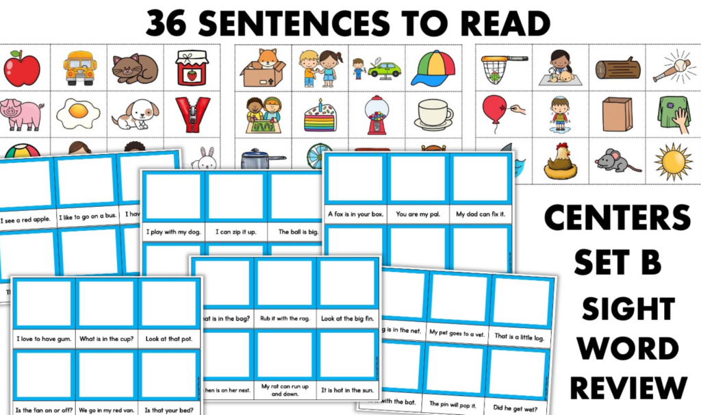 Kindergarten Decodable Sight Word Sentences Worksheets and Centers ...