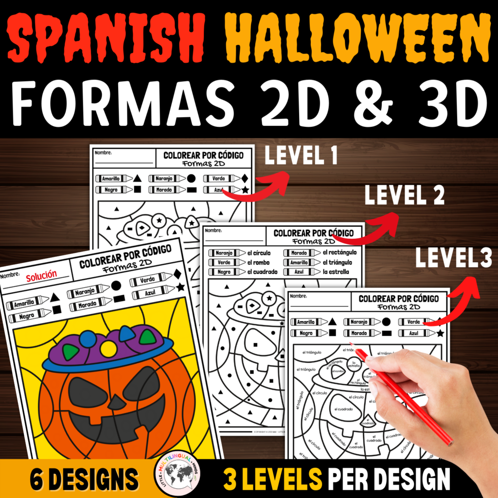 Halloween Spanish Activities: Spanish Shapes Worksheets, Spanish ...