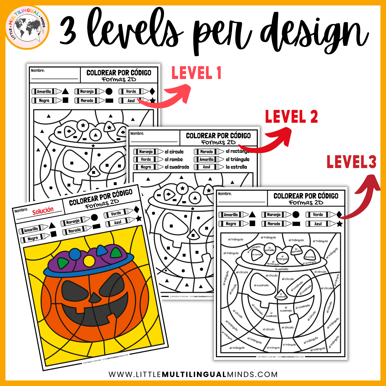 Halloween Spanish Activities: Spanish Shapes Worksheets, Spanish ...