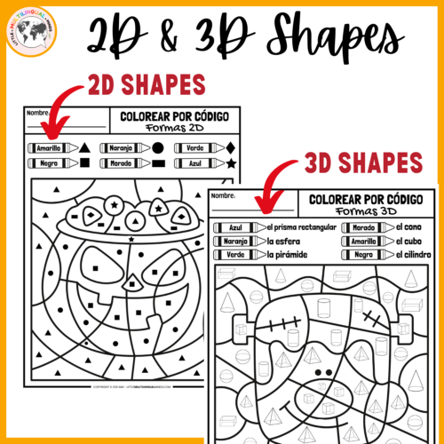 Halloween Spanish Activities: Spanish Shapes Worksheets, Spanish ...