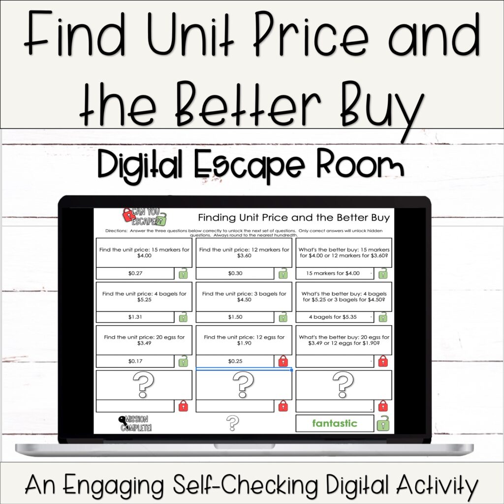 Unit Price and the Better Buy Digital Self-Checking Escape Room ...