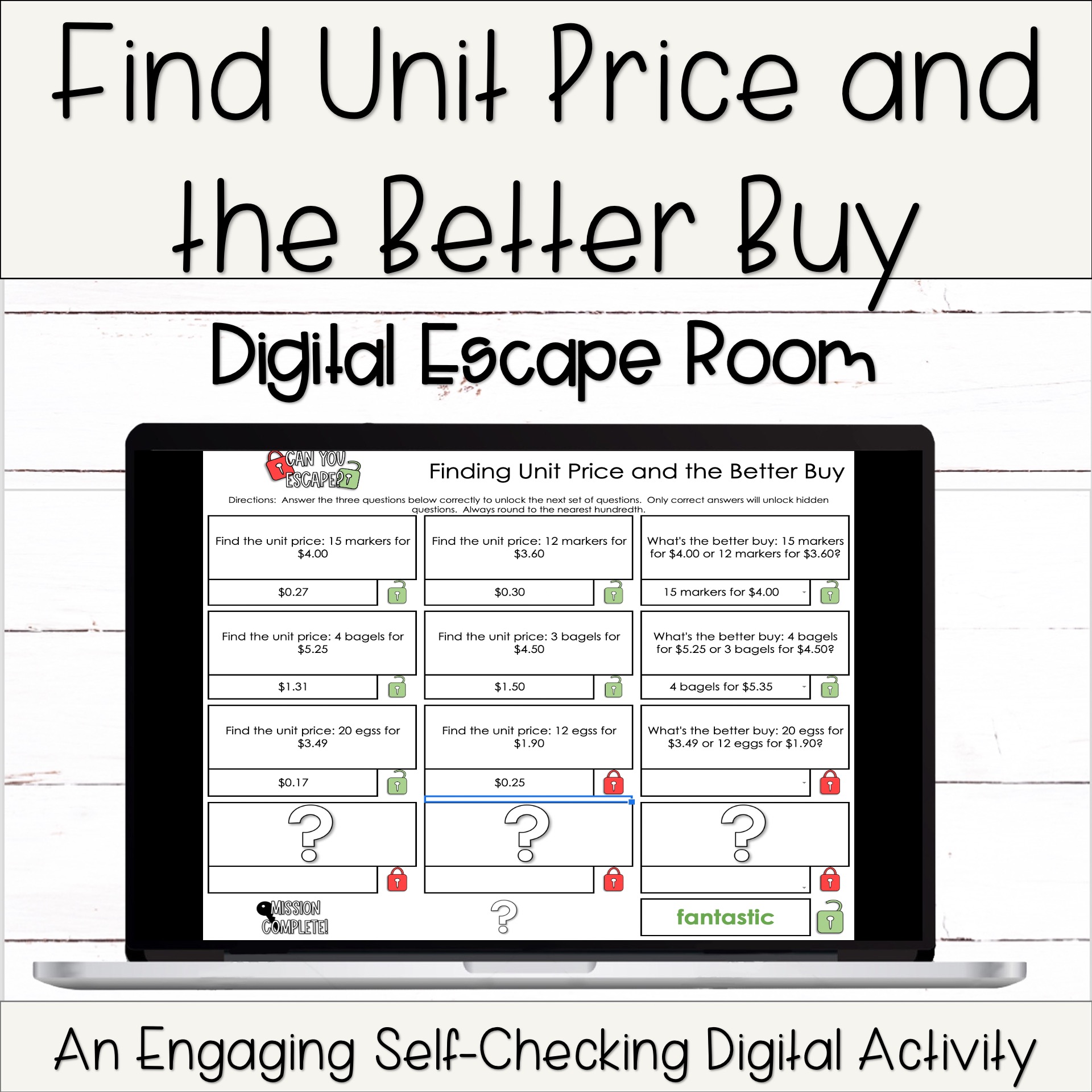 Unit Price and the Better Buy Digital Self-Checking Escape Room ...