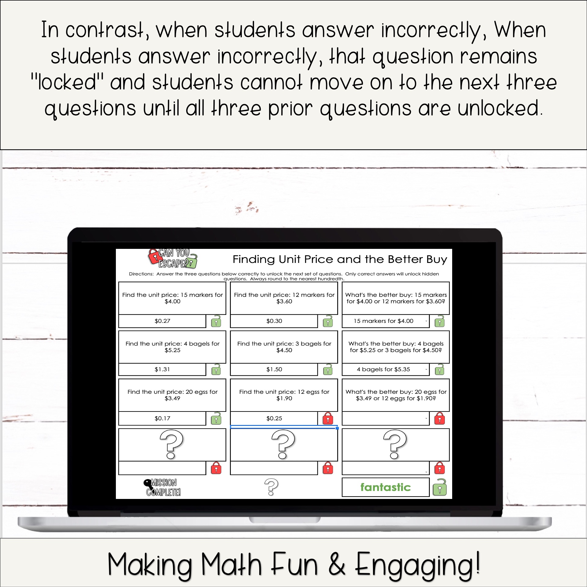 Unit Price and the Better Buy Digital Self-Checking Escape Room ...