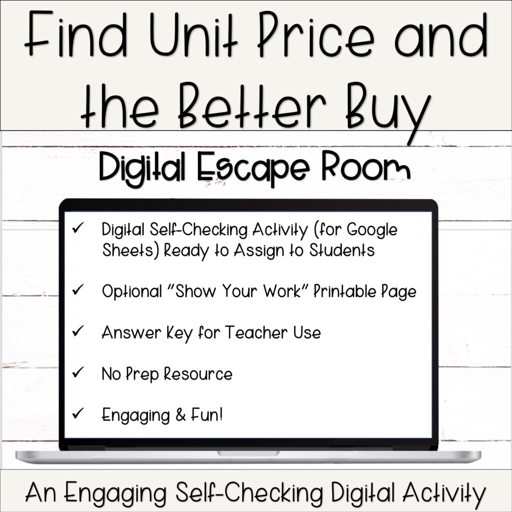 Unit Price and the Better Buy Digital Self-Checking Escape Room ...