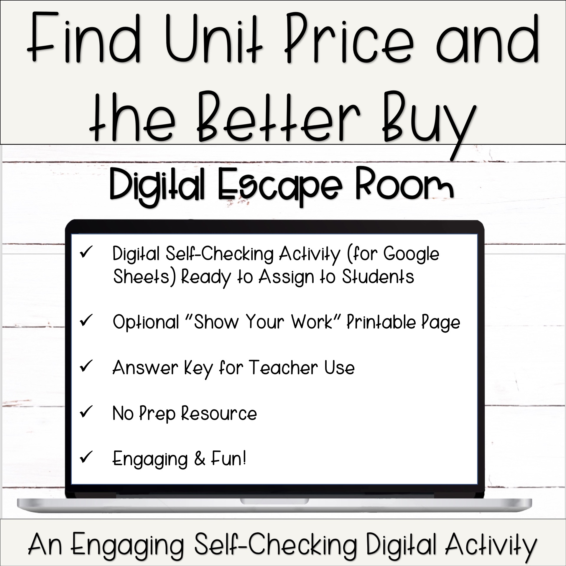 Unit Price and the Better Buy Digital Self-Checking Escape Room ...