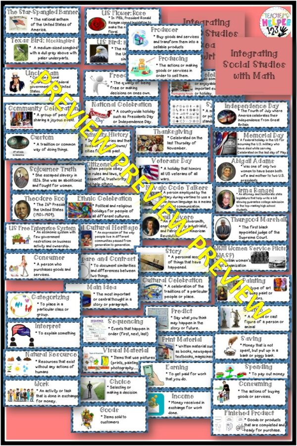 Word Wall Vocabulary Posters for Social Studies | 2nd Grade | 153 Words ...