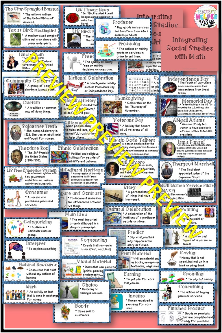 Word Wall Vocabulary Posters for Social Studies | 2nd Grade | 153 Words ...