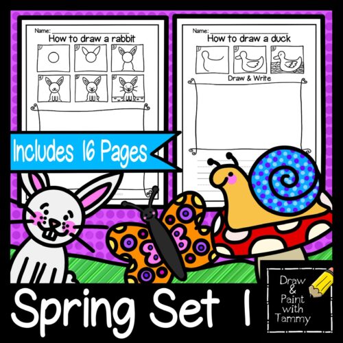 Directed drawings spring with how to draw and write printable art sub ...
