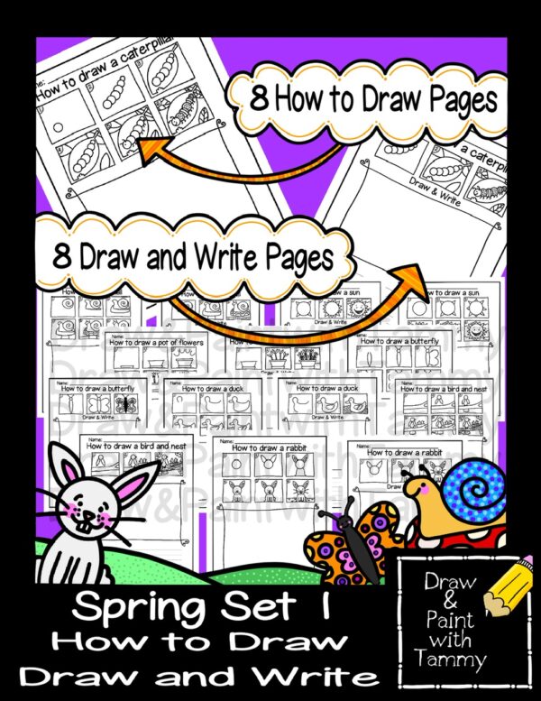 Directed drawings spring with how to draw and write printable art sub ...