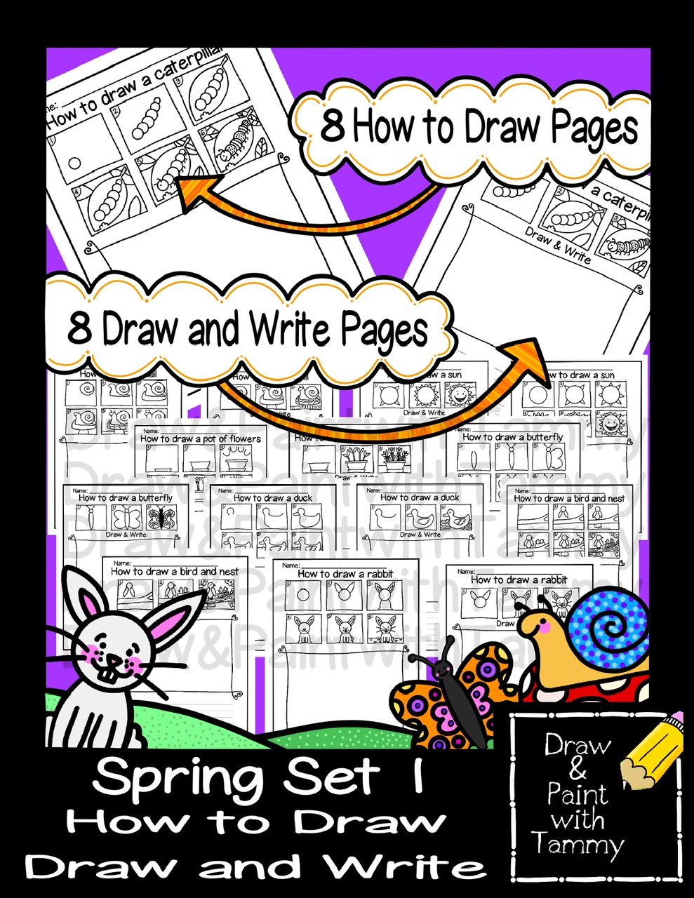 Directed drawings spring with how to draw and write printable art sub ...